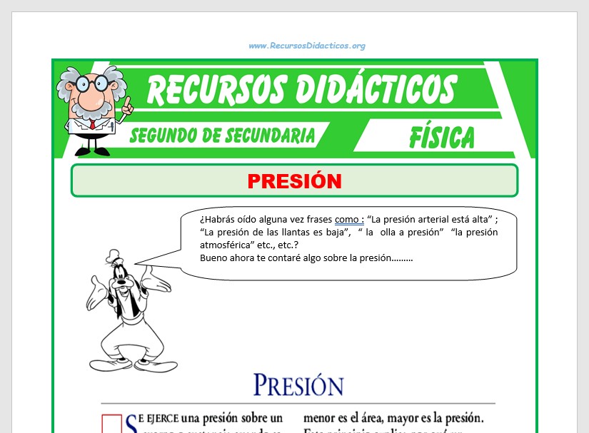 Presión para Segundo de Secundaria – Recursos Didácticos 2023